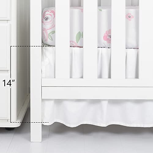 TILLYOU Crib Bed Skirt Dust Ruffle Off White, 100% Natural Cotton, Nursery Crib Bedding Accessory Toddler Bedskirt for Baby Boys Girls, 14" Drop, Off White