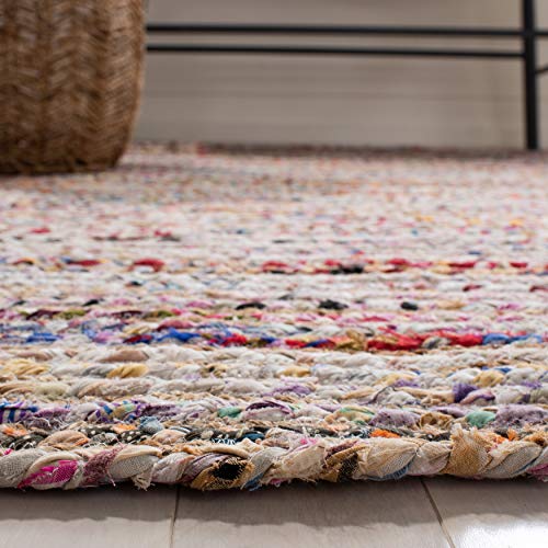 SAFAVIEH Cape Cod Collection Area Rug - 4' x 6' Oval, Beige & Multi, Handmade Boho Braided Jute & Cotton, Ideal for High Traffic Areas in Living Room, Bedroom (CAP202B)