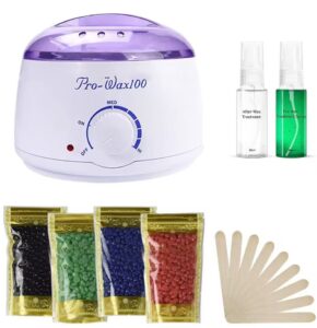 wax warmer, portable electric hair removal kit for facial &bikini area& armpit- melting pot hot wax heater accessories total body waxing spa or self-waxing spa in home for girls & women & men