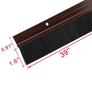 uxcell Door Brush Bottom Sweep Brown H-Shape Aluminum Alloy Holder W 1.6-inch Black PP Silicone Soft Brush, 1000mm x 63mm (Approx 39.37-inch x 2.48-inch)