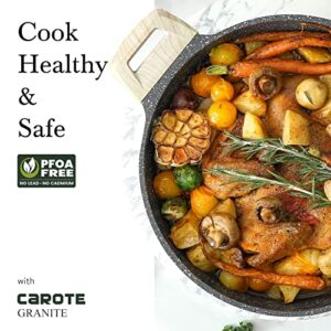 CAROTE 4 Qt Nonstick Stock Pot with Lid Soup Pot, Granite Pot 4 Quart Pot with Lid, Dutch Oven Casserole Super Easy to Clean Non Stick Pot Stew Pot Cooking Pot Cookware PFOA Free (CLASSIC GRANITE)