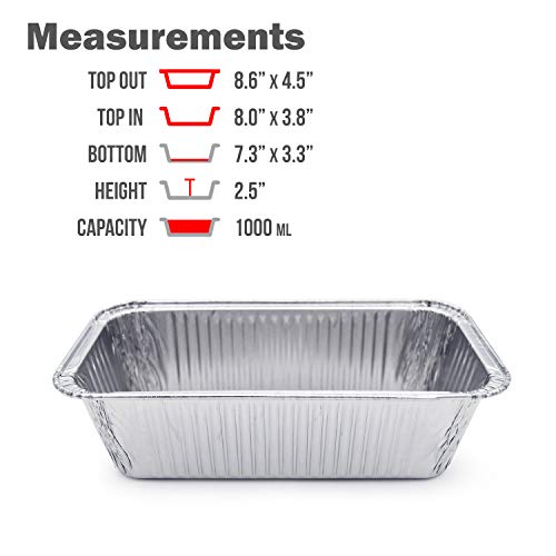 Fig & Leaf (60 Pack) Premium 2-LB Bread Loaf Baking Pans - 8.5" x 4.5" x 2.5" l Heavy Duty l Disposable Aluminum Foil Tins for Cakes Meatloaf Lasagna