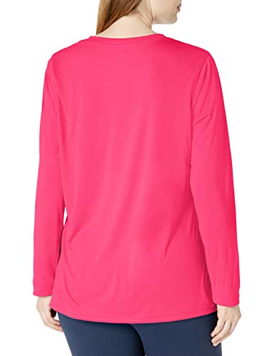 Just My Size Women's Plus Size Active Long Sleeve Cool Dri V-Neck Tee, pop Art Pink, 5X