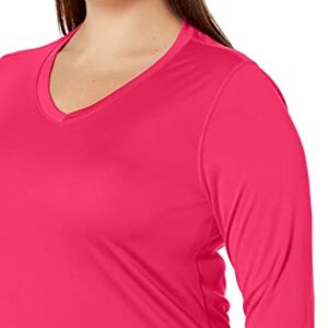 Just My Size Women's Plus Size Active Long Sleeve Cool Dri V-Neck Tee, pop Art Pink, 5X