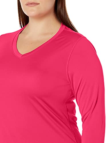 Just My Size Women's Plus Size Active Long Sleeve Cool Dri V-Neck Tee, pop Art Pink, 5X