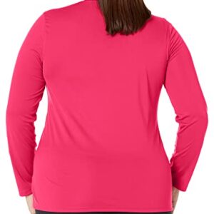 Just My Size Women's Plus Size Active Long Sleeve Cool Dri V-Neck Tee, pop Art Pink, 5X