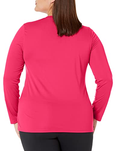 Just My Size Women's Plus Size Active Long Sleeve Cool Dri V-Neck Tee, pop Art Pink, 5X