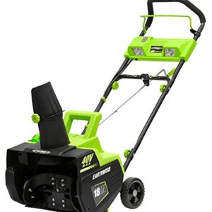 Earthwise SN74018 Cordless Electric 40-Volt 4Ah Brushless Motor, 18-Inch Snow Thrower, 500lbs/Minute, With LED spotlight (Battery and Charger Included)