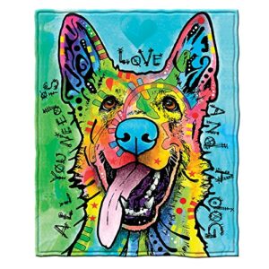 dawhud direct colorful german shepherd fleece blanket for bed, 50" x 60" dean russo german shepherd fleece throw blanket for women, men and kids - super soft plush dog blanket throw plush blanket