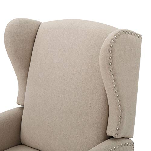 GDFStudio Westeros Traditional Wingback Fabric Recliner Chair (Wheat)