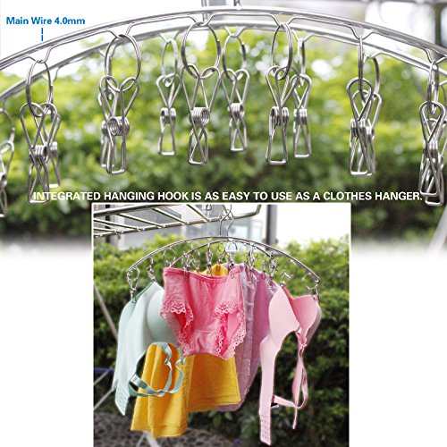 Gabbay 2 Pack Stainless Steel Laundry Drying Rack 4.0 mm Save Space Drip Hanger with 10 Clips Drying Towels, Diapers, Baby Clothes,Underwear, Socks Gloves