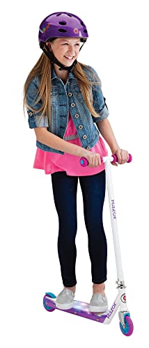 Razor Party Pop Kick Scooter for Kids Ages 6+ - 12 Multi-Color LED Lights, Urethane Wheels, Rear Fender Brake, For Riders up to 143