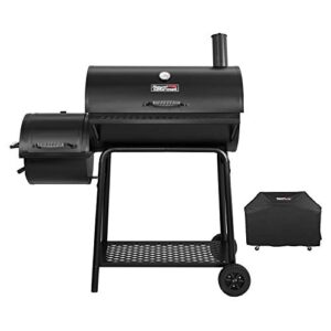 royal gourmet cc1830fc charcoal grill offset smoker (grill + cover), black