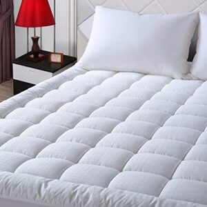 easeland california king mattress pad pillow top mattress cover quilted fitted mattress protector long cotton top 8-21" deep pocket cooling mattress topper (72x84 inches, white)