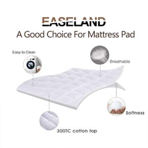 EASELAND California King Mattress Pad Pillow Top Mattress Cover Quilted Fitted Mattress Protector Long Cotton Top 8-21" Deep Pocket Cooling Mattress Topper (72x84 Inches, White)