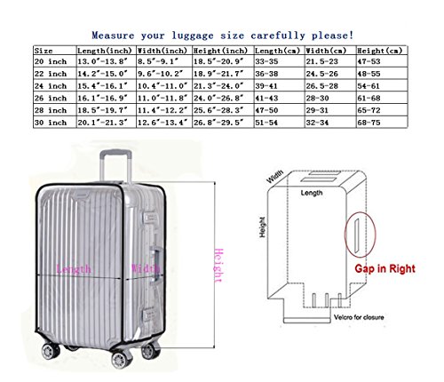 JenKin Luggage Protector Suitcase Cover PVC Waterproof Travel Suitcase Fits Most 20" to 30"(24")