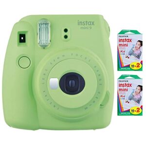 fujifilm instax mini 9 instant camera (lime green) with 2 x instant twin film pack (40 exposures)