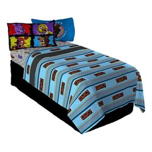 scott games five nights at freddy's pizza security full sheet set, twin, blue