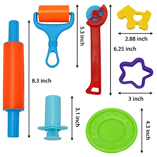 Joyin 44 Pieces Play Dough Accessories Set for Kids, Playdough Tools with Various Plastic Molds, Rolling Pins, Cutters