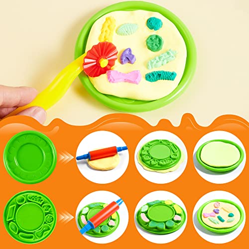 Joyin 44 Pieces Play Dough Accessories Set for Kids, Playdough Tools with Various Plastic Molds, Rolling Pins, Cutters