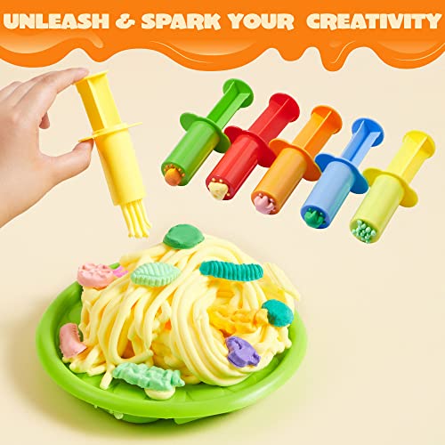 Joyin 44 Pieces Play Dough Accessories Set for Kids, Playdough Tools with Various Plastic Molds, Rolling Pins, Cutters