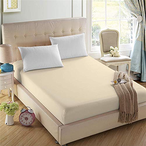 4U'LIFE Single Fitted Sheet, Prime 1800 Series, Ultra Soft & Comfortable, Double Brushed Microfiber (Dull Beige, Cal-King)