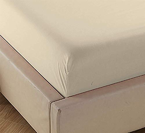 4U'LIFE Single Fitted Sheet, Prime 1800 Series, Ultra Soft & Comfortable, Double Brushed Microfiber (Dull Beige, Cal-King)