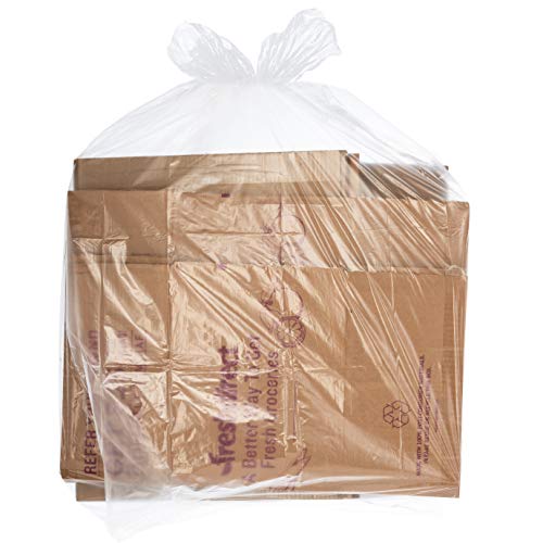 65 Gallon Clear Trash Bags , (50 Bags w/Ties) Clear Recycling Plastic Garbage Bags. 60 Gallon, 64 Gallon, 65 Gallon Trash Bags