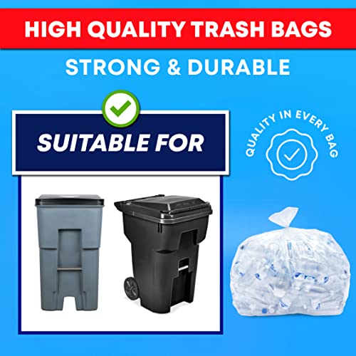 65 Gallon Clear Trash Bags , (50 Bags w/Ties) Clear Recycling Plastic Garbage Bags. 60 Gallon, 64 Gallon, 65 Gallon Trash Bags