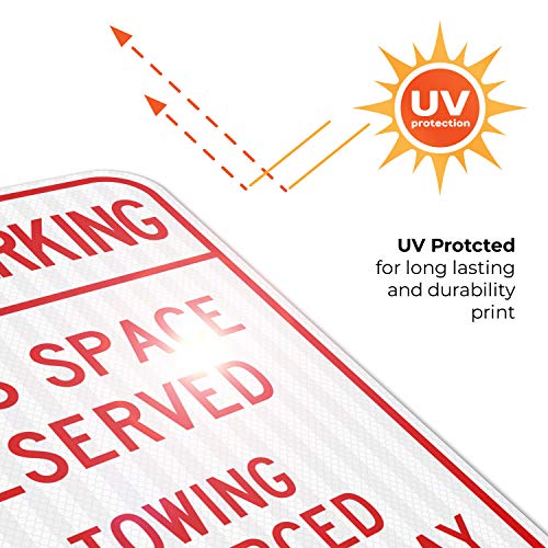 No Parking Space Reserved Sign, 12x18 Inches, 3M EGP Reflective .063 Aluminum, Fade Resistant, Made in USA by Sigo Signs