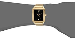 GUESS Retangular Gold-Tone + Stainless Steel Mesh Bracelet Watch wtih Black Genuine Diamond Dial. Color: Gold-Tone (Model: U1074G3)