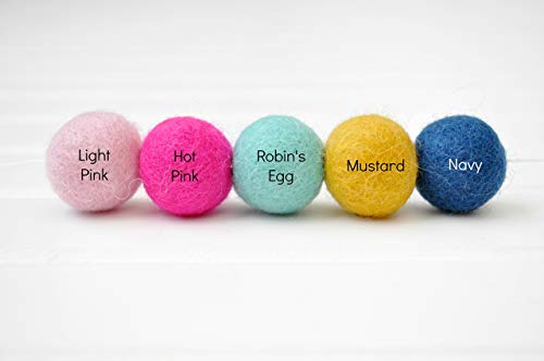 Baby Girl Nursery Garland - Light Pink, Hot Pink, Aqua, Mustard, Navy - 1" (2.5 cm) felt balls