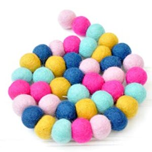 Baby Girl Nursery Garland - Light Pink, Hot Pink, Aqua, Mustard, Navy - 1" (2.5 cm) felt balls