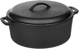 amazon basics pre-seasoned cast iron round dutch oven pot with lid and dual handles, 7-quart, black