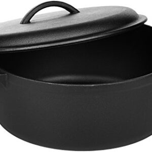 Amazon Basics Pre-Seasoned Cast Iron Round Dutch Oven Pot with Lid and Dual Handles, 7-Quart, Black