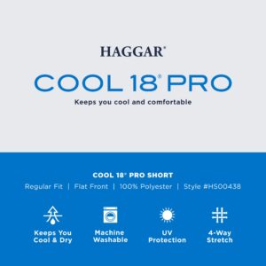 Haggar Men's Cool 18 Pro Straight Fit 4-Way Stretch Flat Front Expandable Waist Short with Big & Tall Sizes, Navy Classic, 56