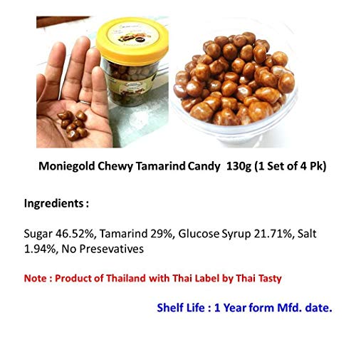 MONIEGOLD Chewy Tamarind Candy Weight 4.58 Ounce. made from fresh sweet & sour & spicy tamarind chewy (Pack of 2 )