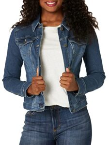 riders by lee indigo women's iconic denim jacket, weathered-medium blue