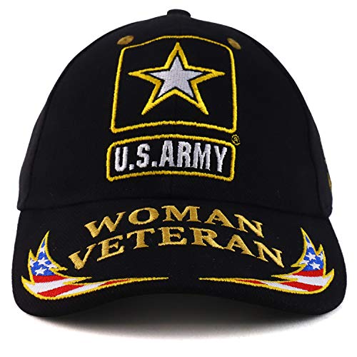 Officially Licensed US Army Woman Veteran Embroidered Structured Baseball Cap - Black