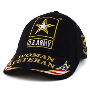 Officially Licensed US Army Woman Veteran Embroidered Structured Baseball Cap - Black