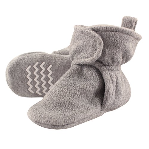 Hudson Baby unisex child Cozy Fleece Booties Slipper Sock, Heather Gray, 12-18 Months Toddler US