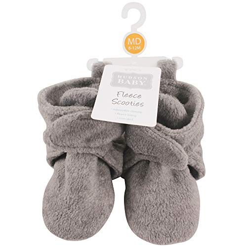 Hudson Baby unisex child Cozy Fleece Booties Slipper Sock, Heather Gray, 12-18 Months Toddler US