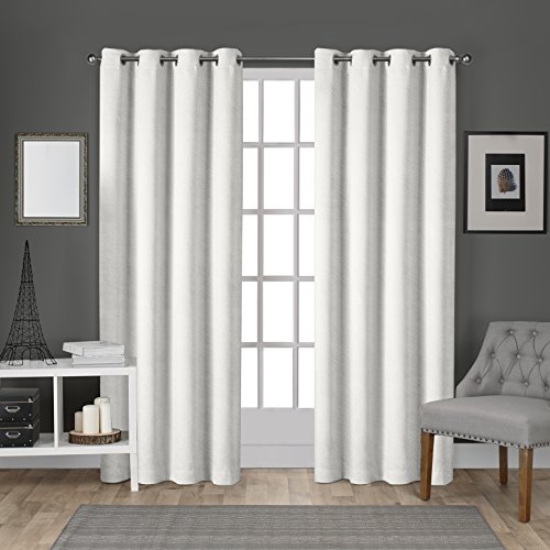 Exclusive Home Velvet Heavyweight Light Filtering Grommet Top Curtain Panel Pair, 54"x96", Winter White