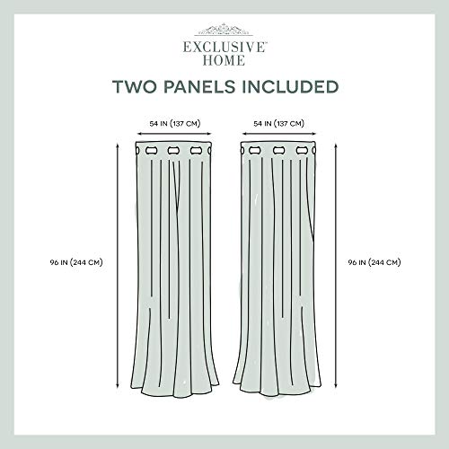 Exclusive Home Velvet Heavyweight Light Filtering Grommet Top Curtain Panel Pair, 54"x96", Winter White