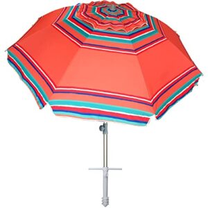 ammsun 7ft heavy duty high wind beach umbrella with sand anchor & tilt sun shelter, uv 50+ protection outdoor sunshade umbrellas carry bag for patio garden pool backyard multicolor red