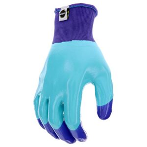 Miracle-Gro MG30855 Knit Gardening Gloves - Purple/Blue, Medium/Large, Work Gloves with Nitrile Dipped Protection, Rib Knit Cuff