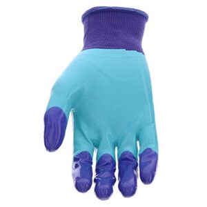 Miracle-Gro MG30855 Knit Gardening Gloves - Purple/Blue, Medium/Large, Work Gloves with Nitrile Dipped Protection, Rib Knit Cuff