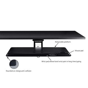 Furmix Adjustable Keyboard Tray Under Desk, Sturdy Platform with Gel Wrist Rest and Mouse Pad, Simply Adjust Height and Tilt for Comfort