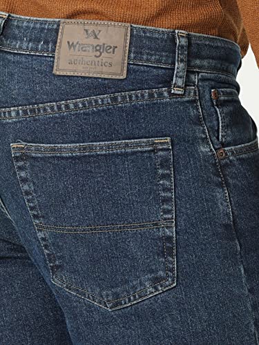 Wrangler Authentics Men's Regular Fit Comfort Flex Waist Jean, Dark Stonewash, 34W x 30L