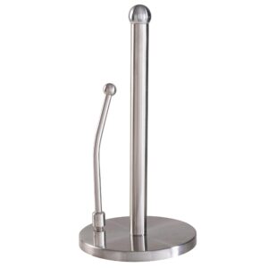 Kitchen Details Stainless Steel Paper Towel Holder | Tension Dispenser Bar | Easy Tear | Weighted Base | Standard Roll | Countertop